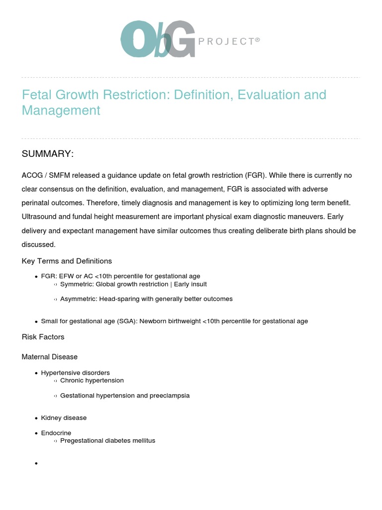 RCF ObG Project | PDF | Prenatal Development | Fetus
