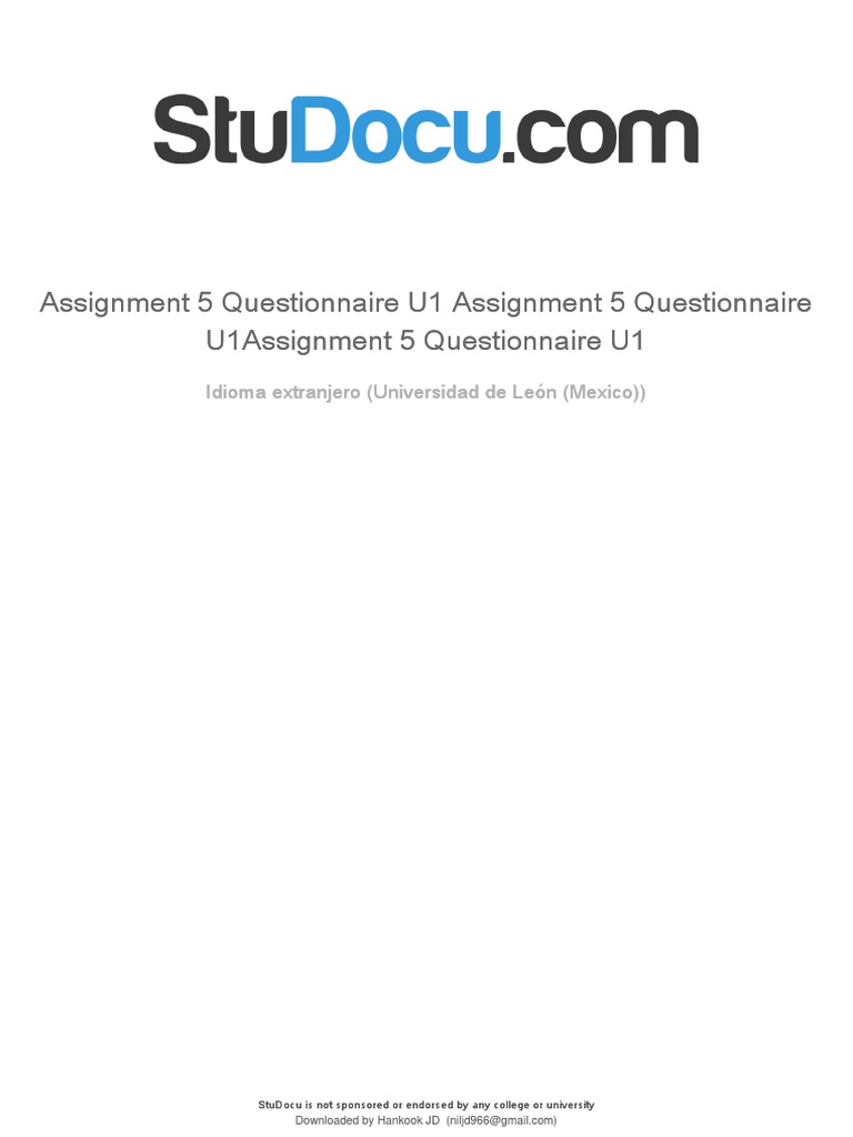 Assignment 5 Questionnaire U1 Assignment 5 Questionnaire U1Assignment 5 Questionnaire U1 | PDF