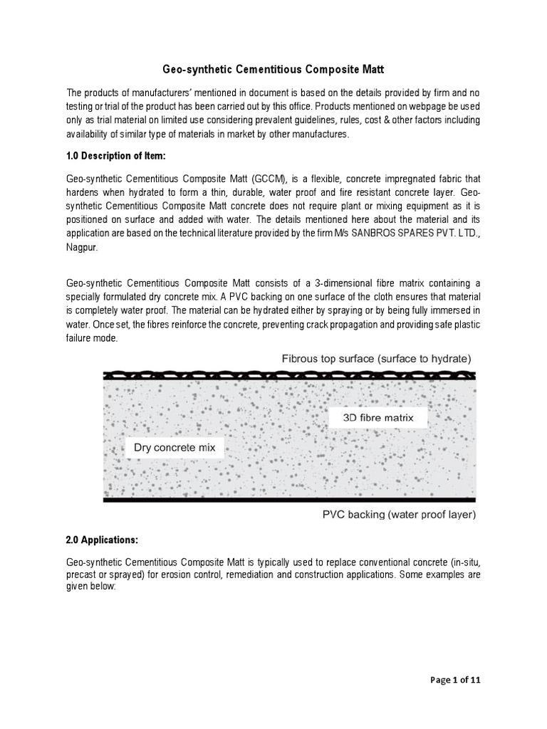 Geo-Synthetic Cementitious Composite Matt | PDF | Composite Material ...