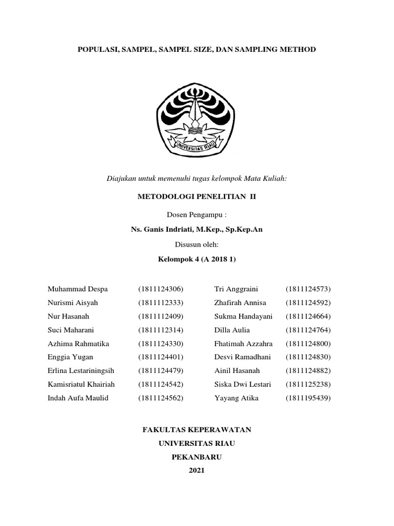 Kel 4 - Populasi, Sample, Ukuran Sample, Metode Pengambilan Sample | PDF