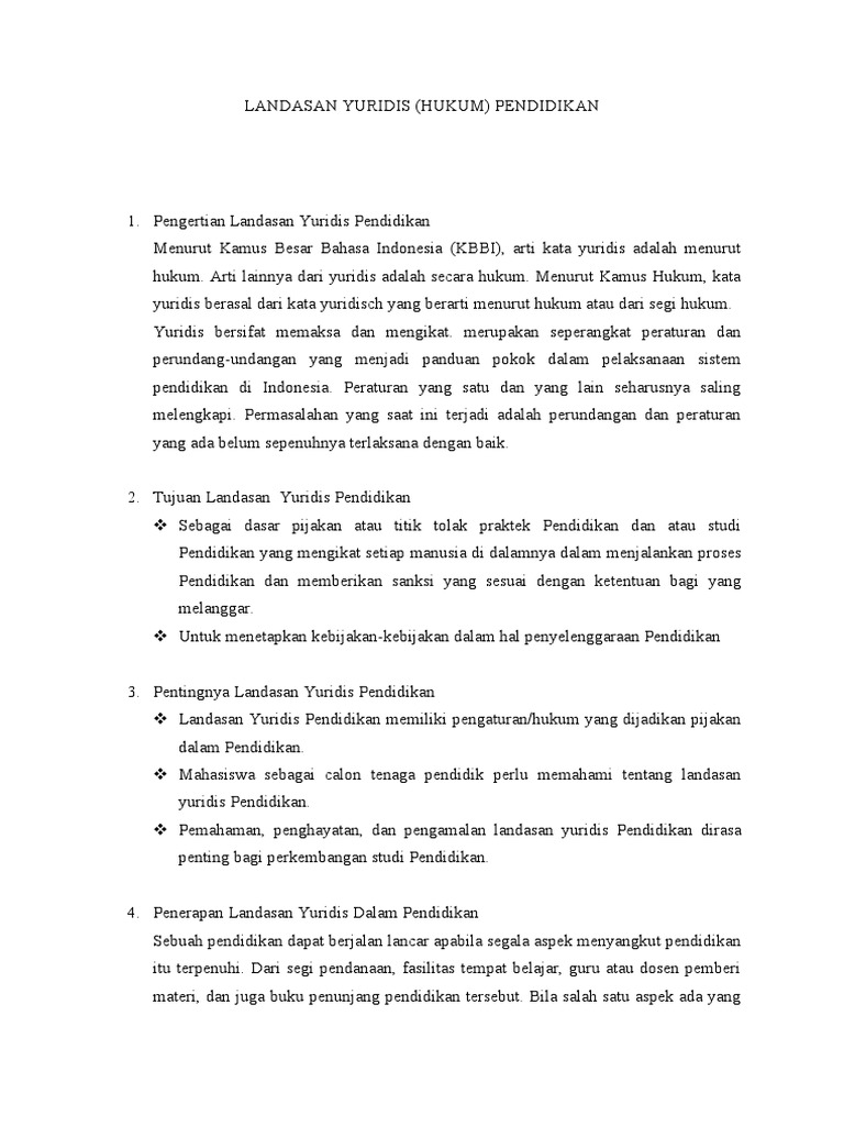 Landasan Yuridis Pendidikan | PDF