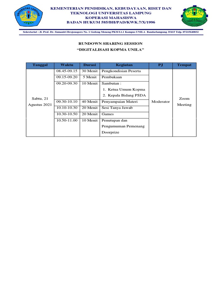 Rundown Sharing Session 1 | PDF