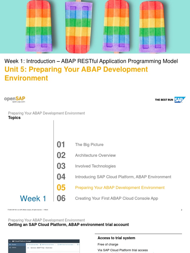 Unit 5: Preparing Your Abap Development Environment: Week 1: Introduction - Abap Restful ...