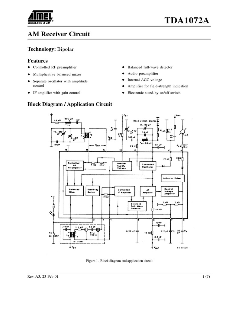 TDA1072A: AM Receiver Circuit | PDF | Amplifier | Electronic Oscillator