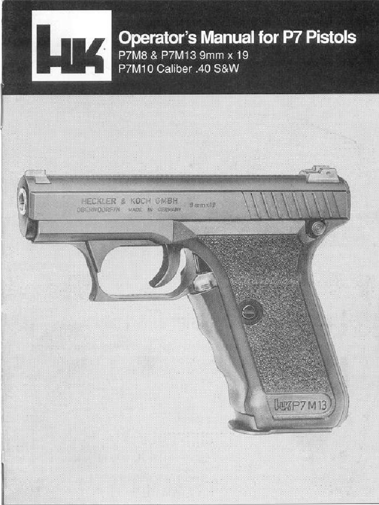 HK Pistol P7M8 P7M10 P7M13 Operators Manual | PDF