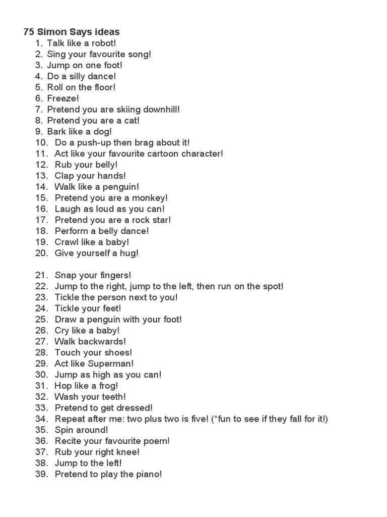 75 Simon Says Ideas | PDF