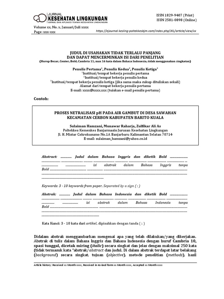 JKL Template Jurnal 1 | PDF