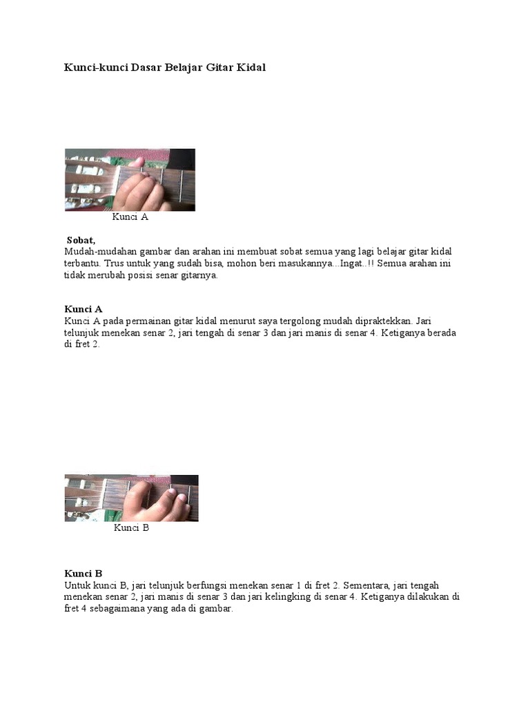 MEMPELAJARI DASAR-DASAR KUNCI GITAR KIDAL | PDF