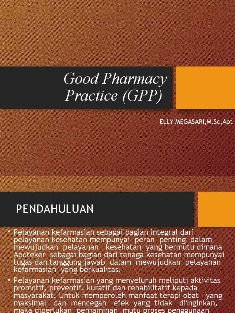 Good Pharmacy Practice (GPP) | PDF