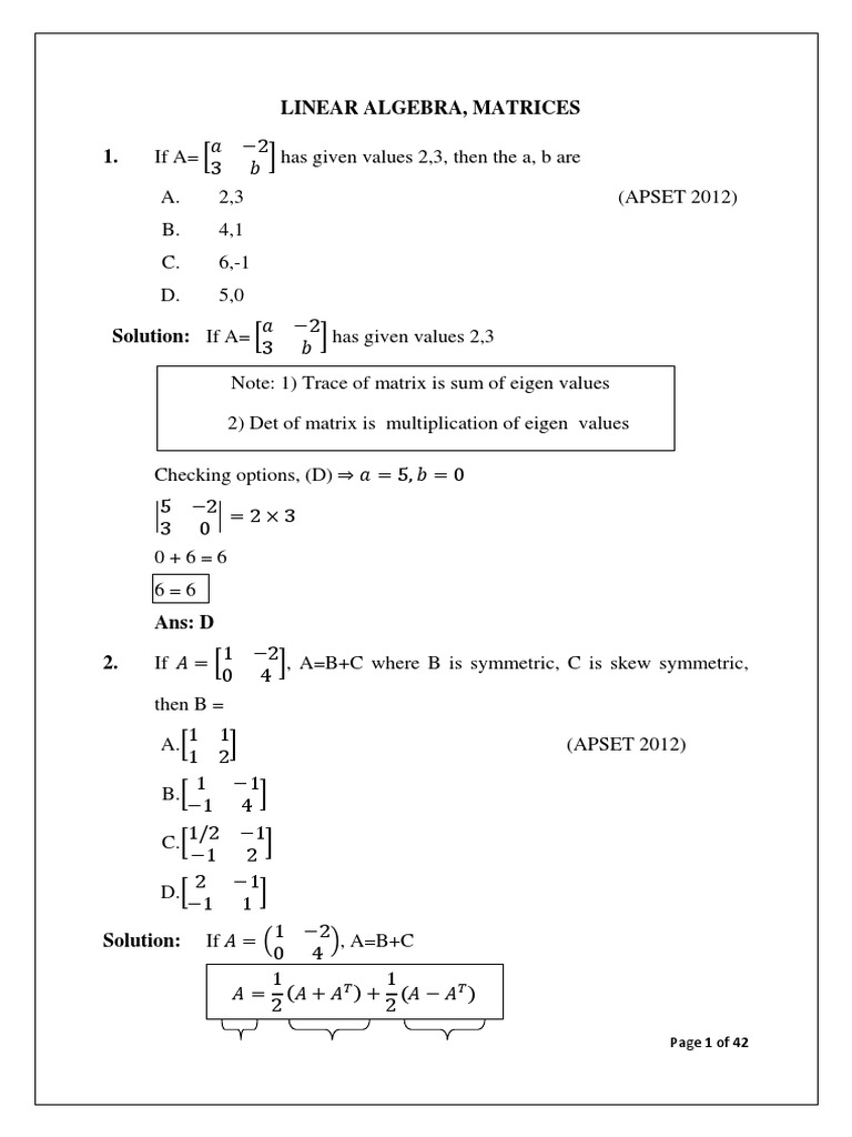 SET MMP File With Solutions | PDF | Matrix (Mathematics) | Eigenvalues And Eigenvectors