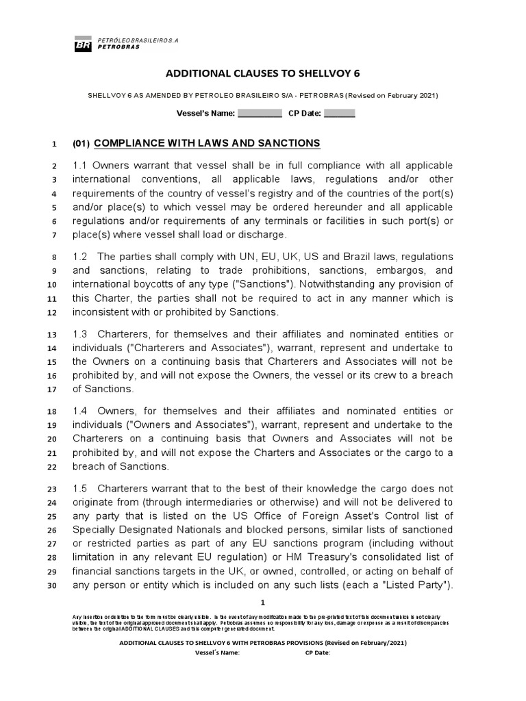 Petrobras Provisions for Shellvoy 6 | PDF | Indemnity | Taxes