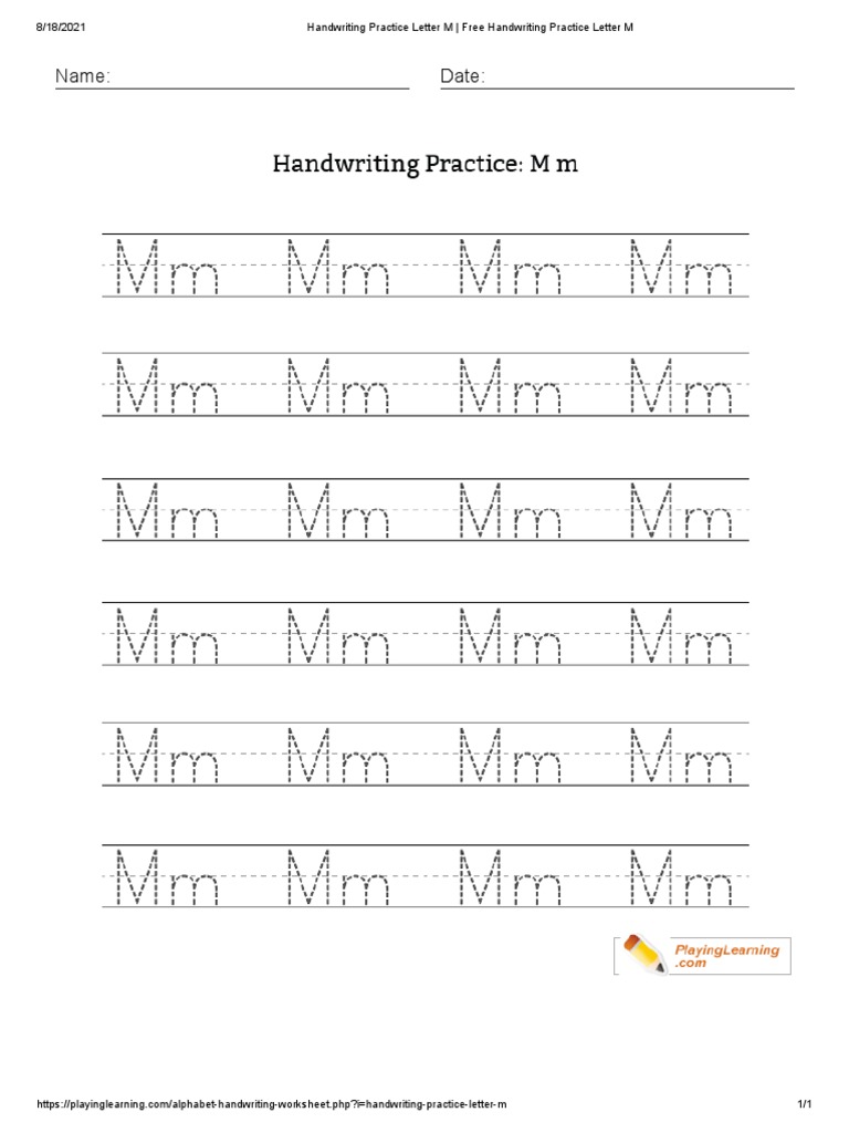 Handwriting Practice Letter M - Free Handwriting Practice Letter M | PDF