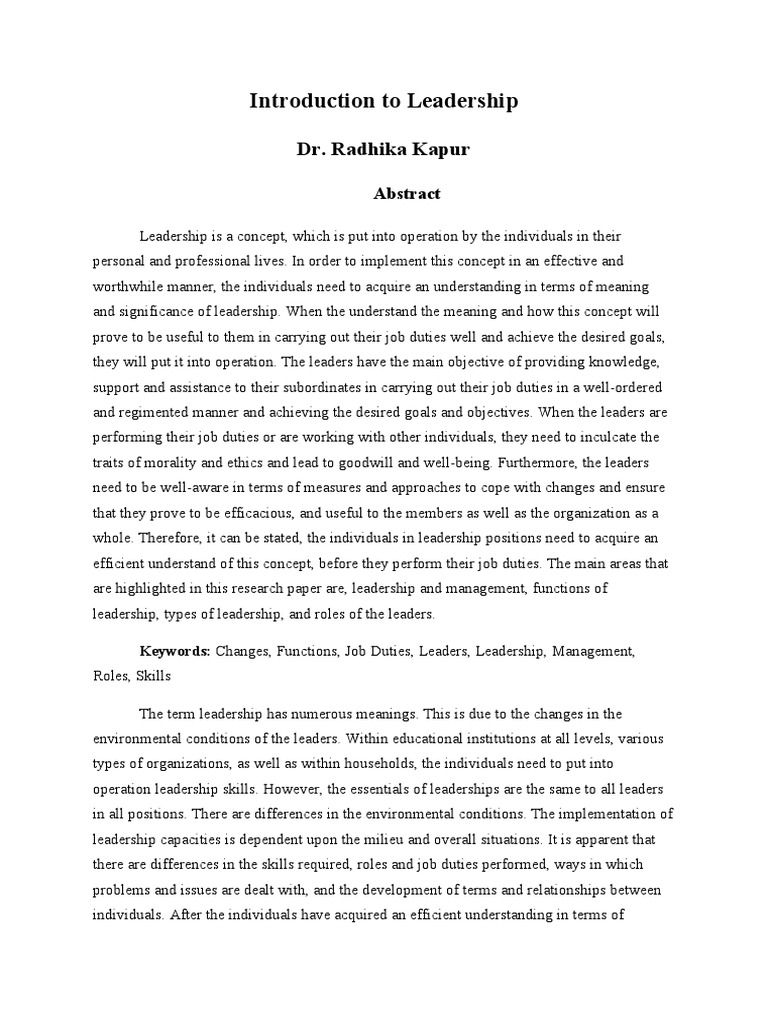 Introduction To Leadership I | PDF | Leadership | Mentorship