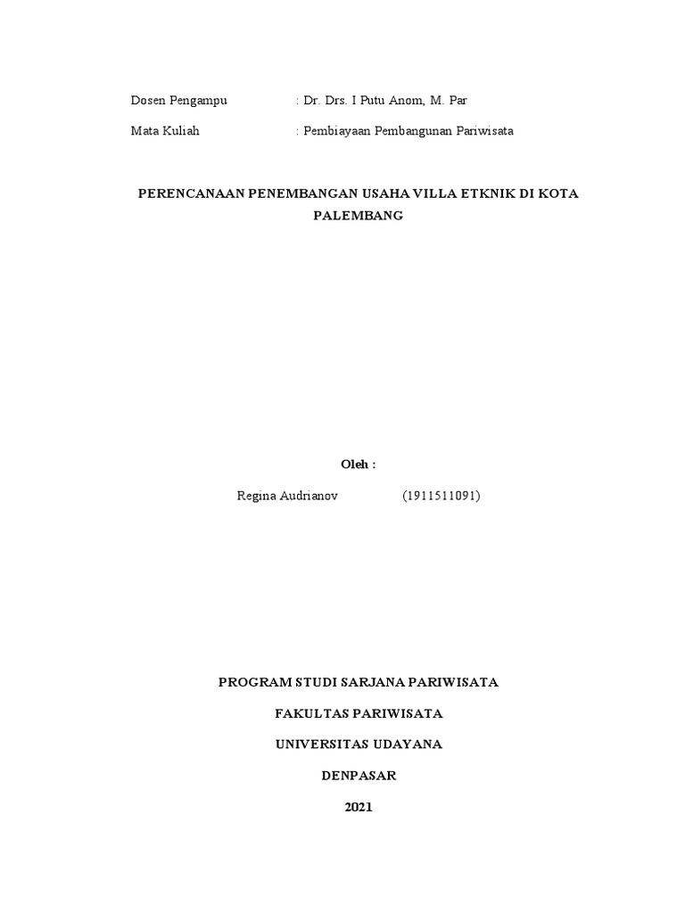 Proposal Villa Bari Permai | PDF