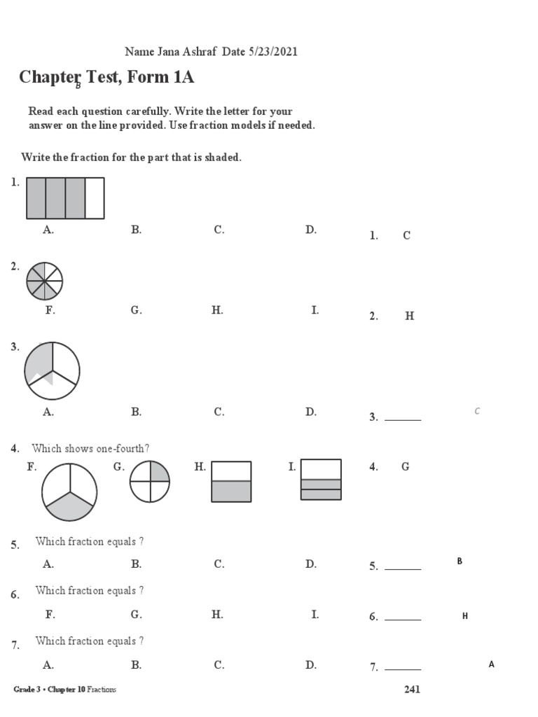 Chapter Test, Form 1A: Name Jana Ashraf Date 5/23/2021 | PDF