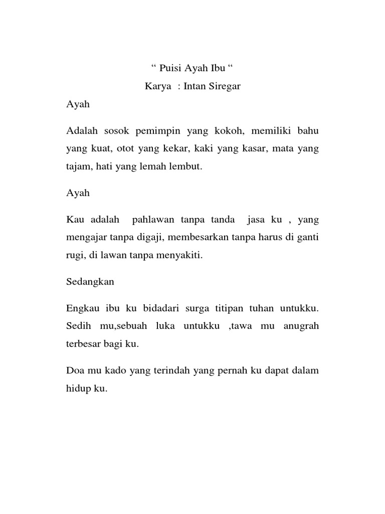 Naskah Puisi Ayah Ibu | PDF