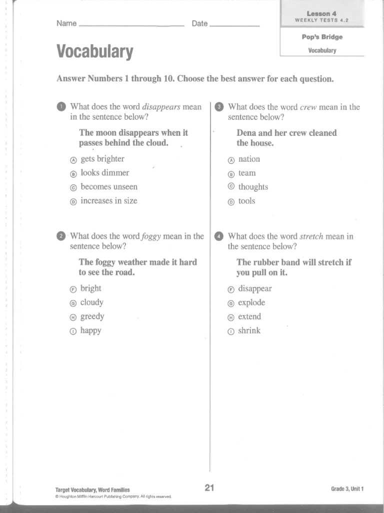 Journey Unit 1 L4 Assessment | PDF