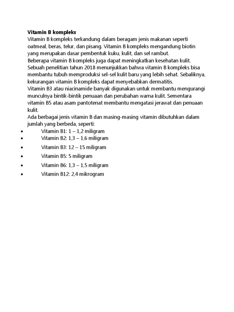 Manfaat Vitamin B Kompleks untuk Kulit | PDF | Kesehatan Holistik