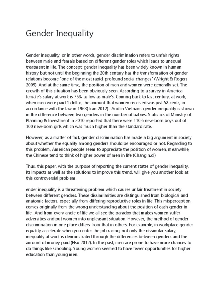 Gender Inequality | PDF | Gender | Gender Studies