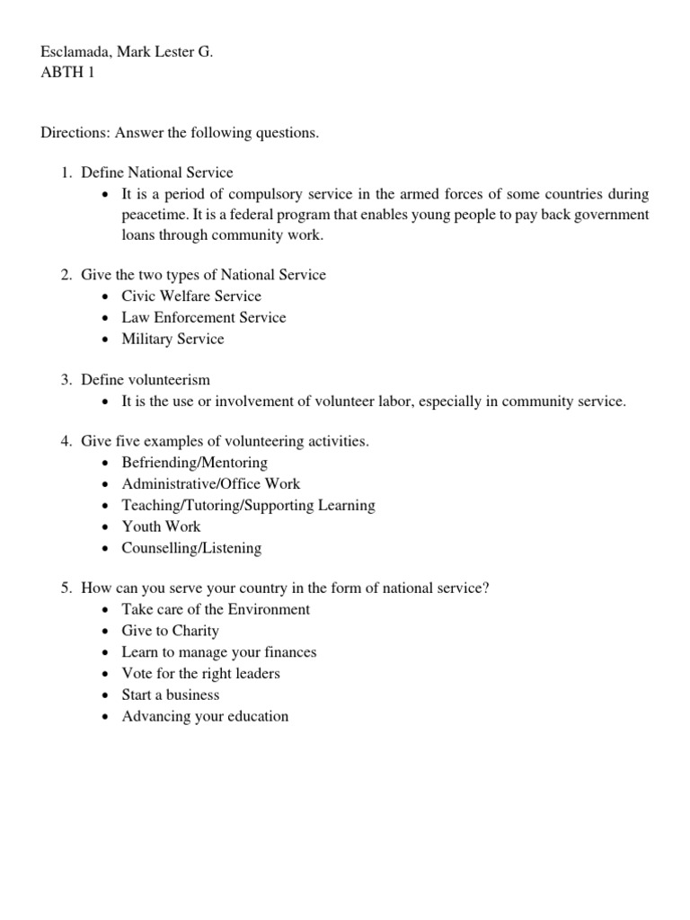 Understanding National Service and Volunteerism | PDF