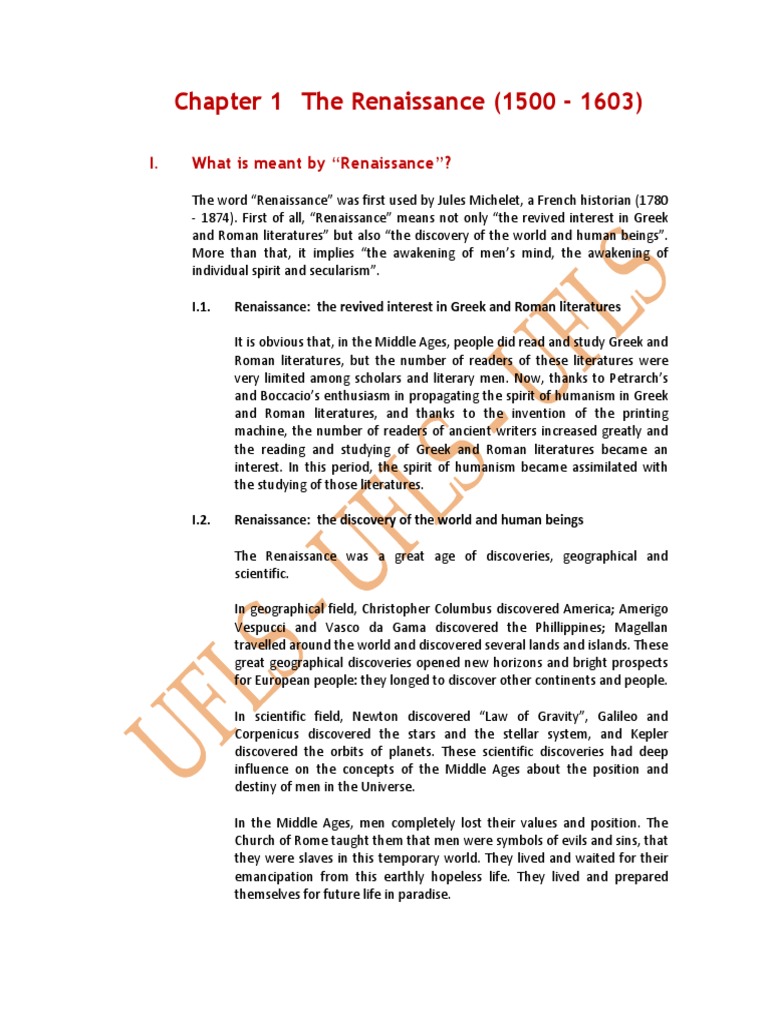 Chapter 1 - The Renaissance (1500-1603) | PDF | William Shakespeare ...