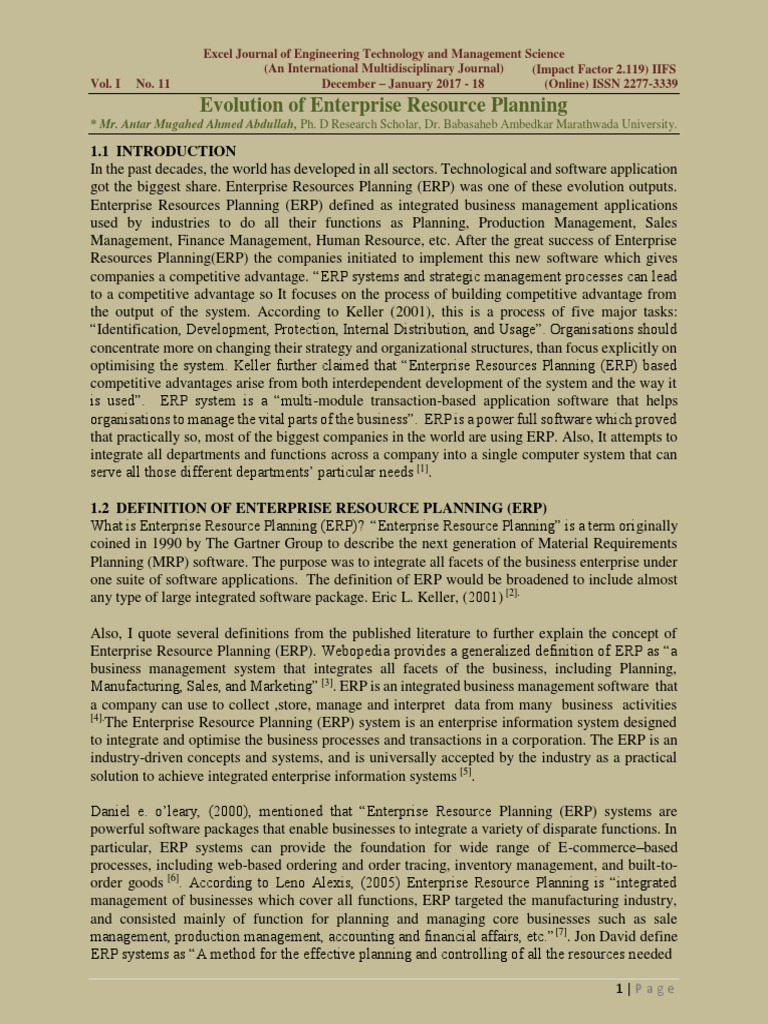 Evolution of Enterprise Resource Planning | PDF | Enterprise Resource ...