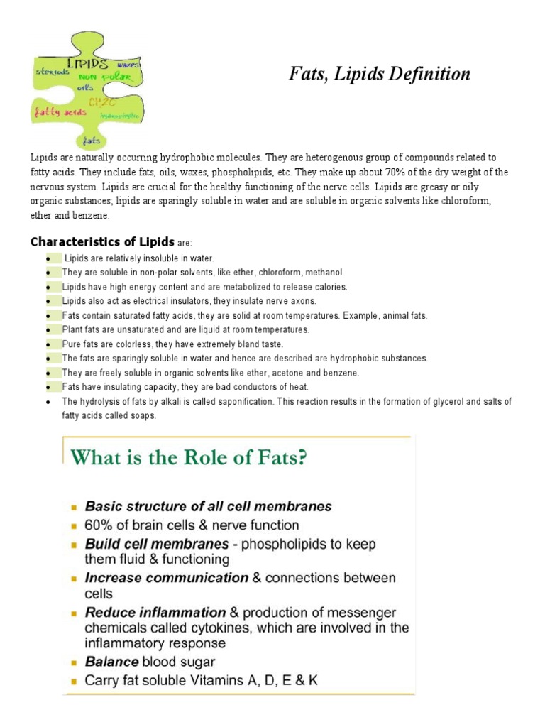 Fats, Lipids Definition | PDF | Fat | Saturated Fat