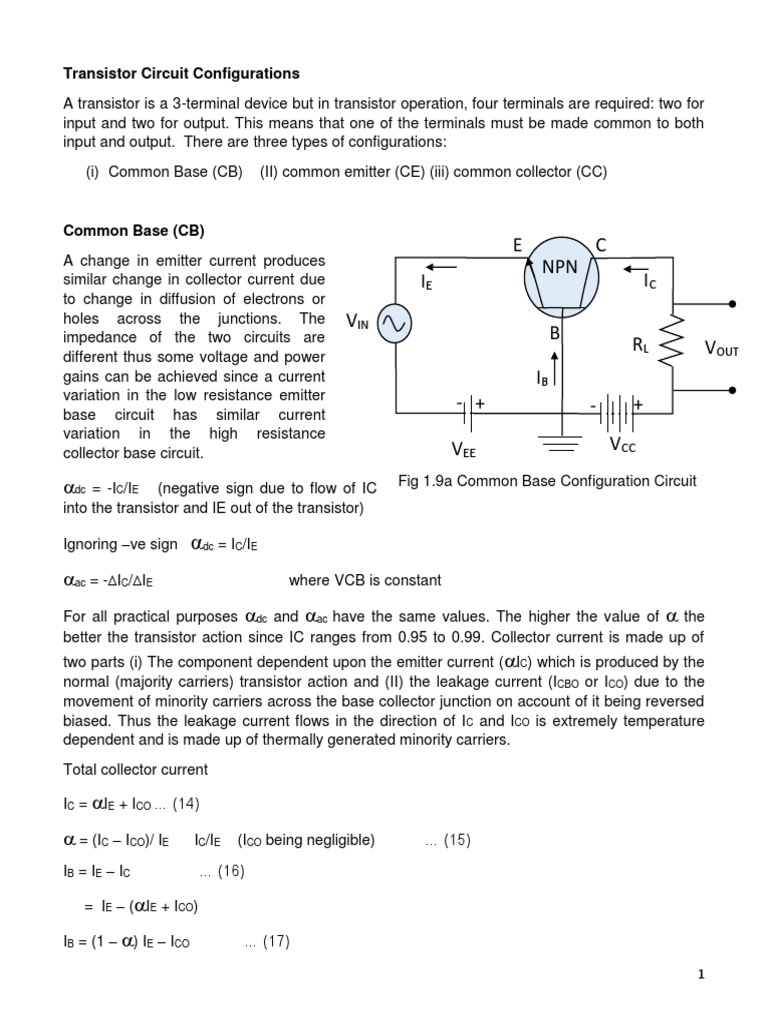 Transistor Circuit Configurations Explained | PDF | Bipolar Junction ...