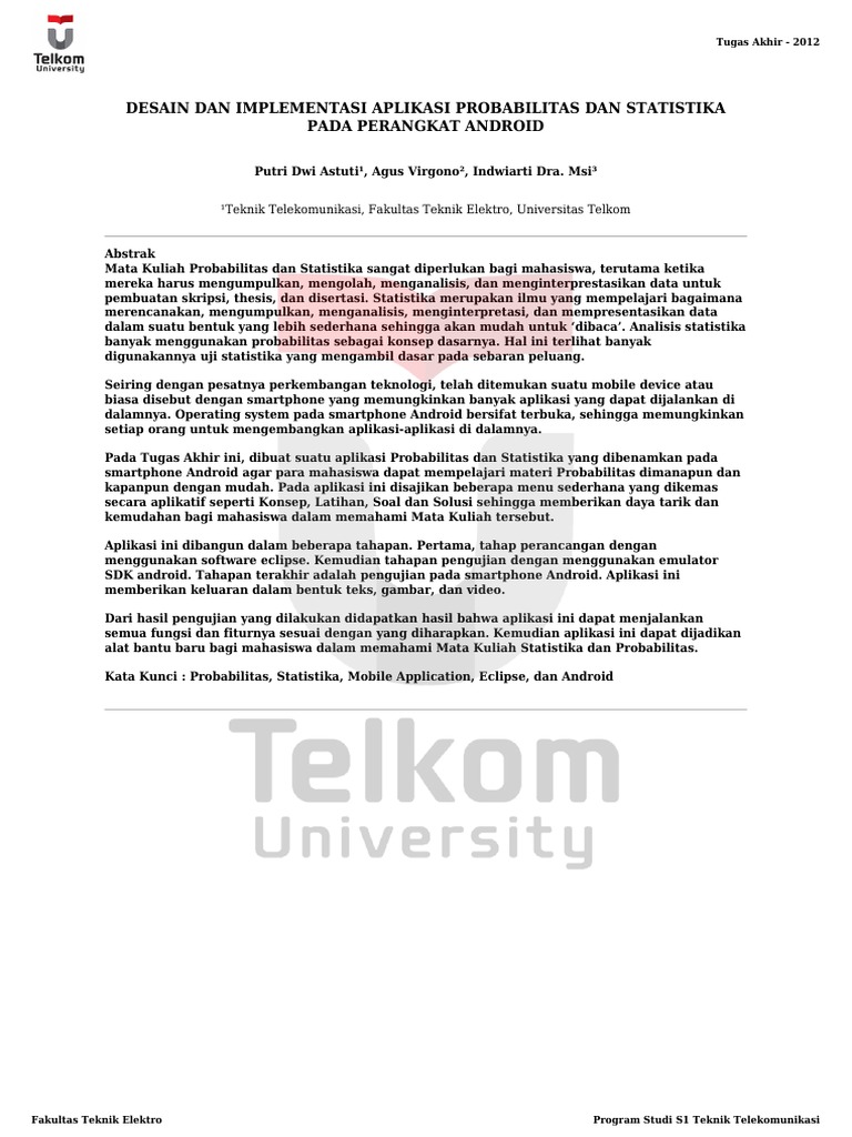 Desain Dan Implementasi Aplikasi Probabilitas Dan Statistika Pada Perangkat Android | PDF