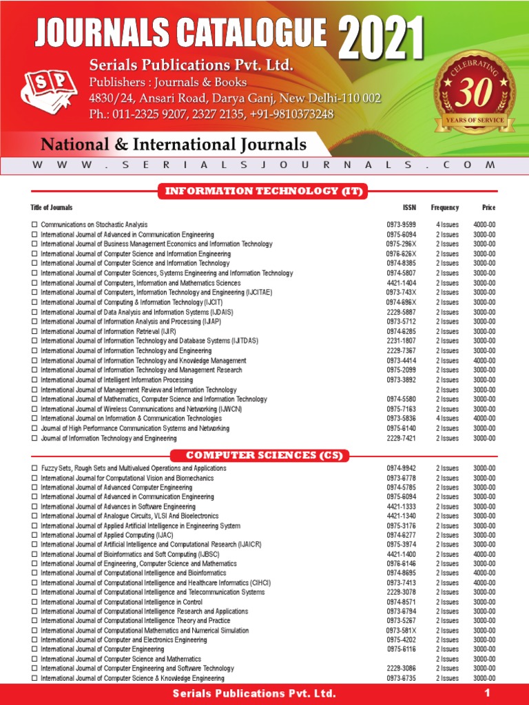 Journals Catalogue Overview | PDF | Computer Science | Engineering