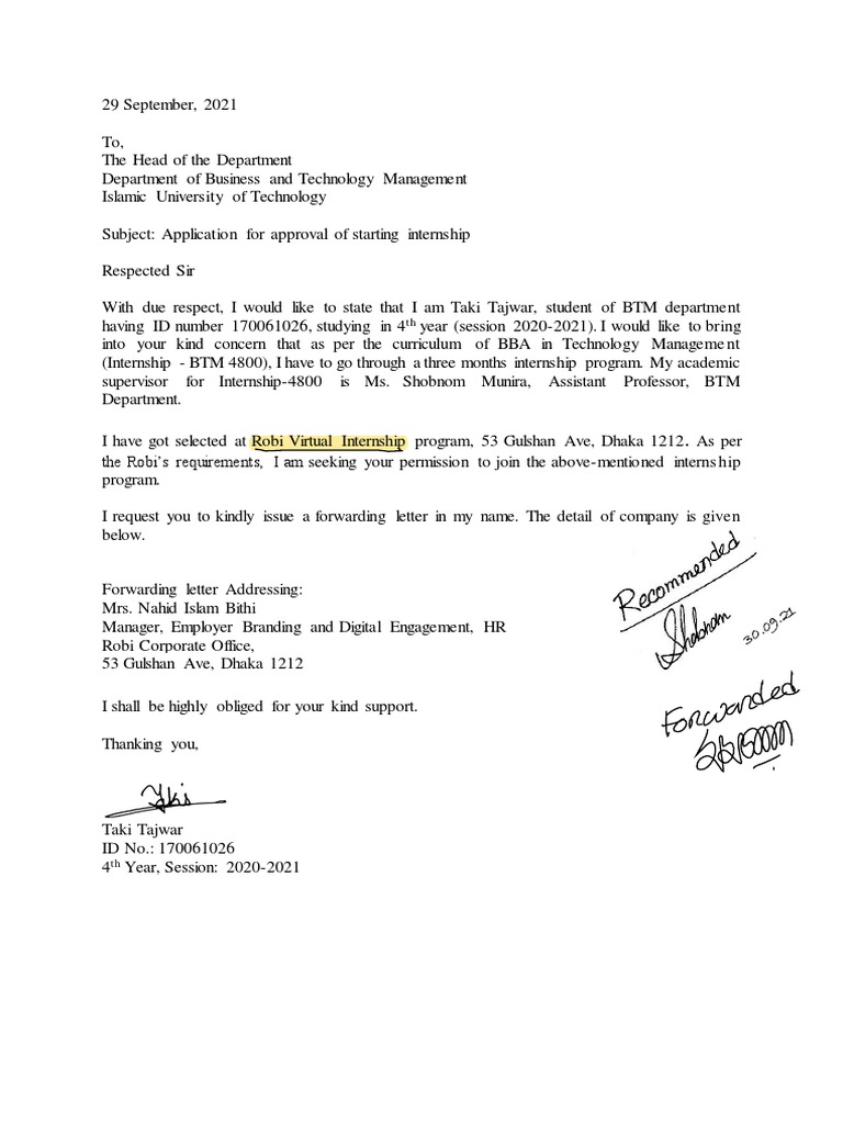 Application For Forwarding Letter | PDF | Career & Growth