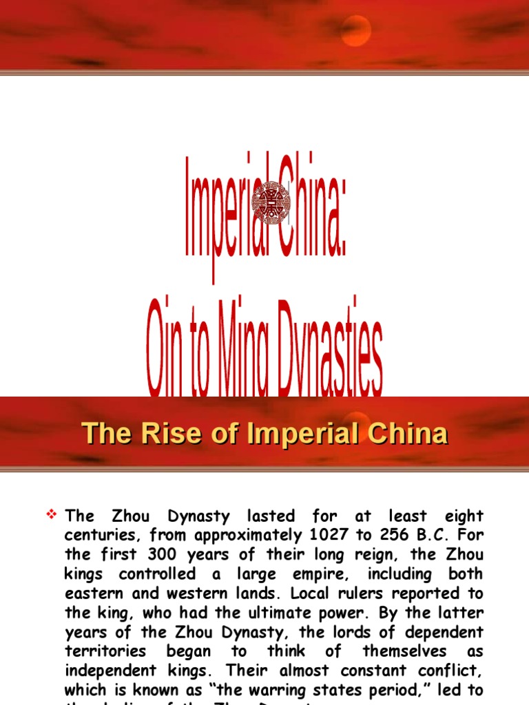 Presentation On Chinese Dynasties | PDF | Han Dynasty | Tang Dynasty