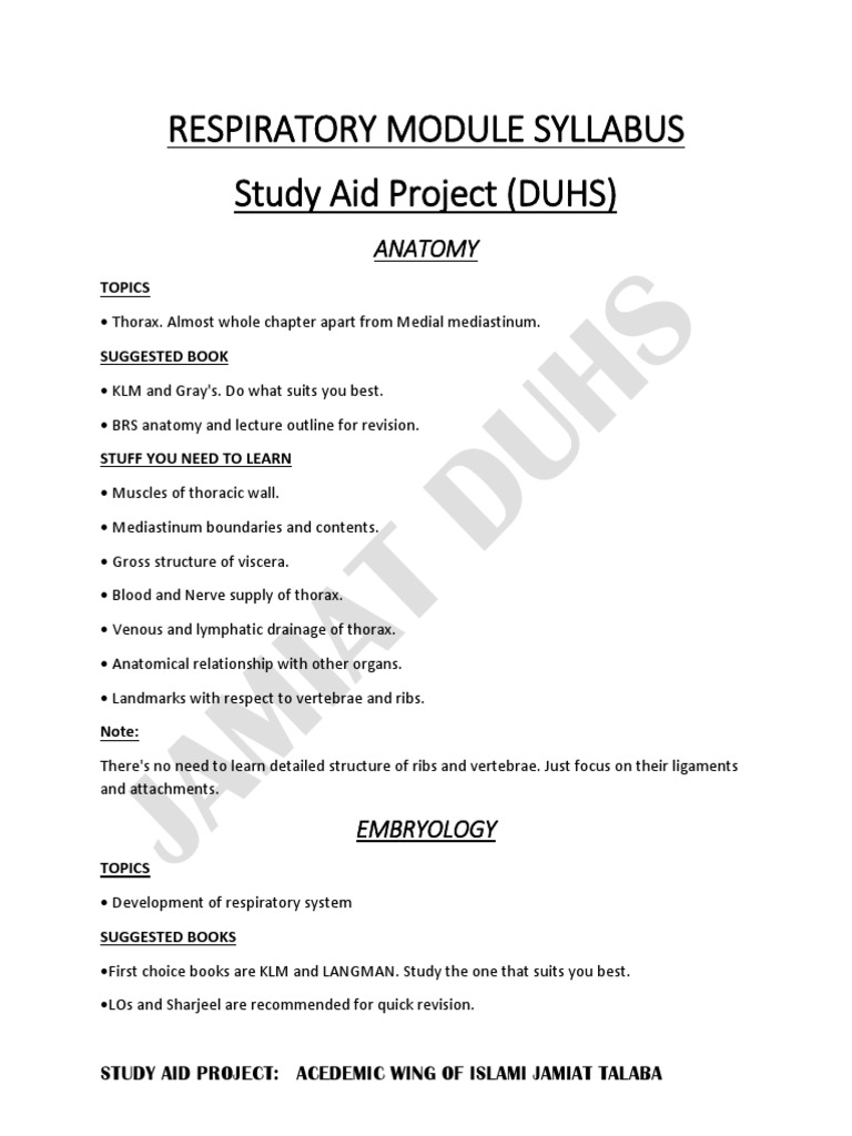 Respiratory Module Guidelines Sap | PDF | Thorax | Respiratory System