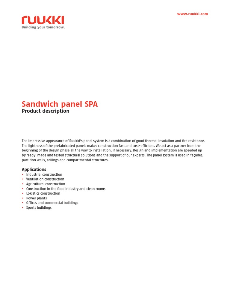 Ruukki Sandwich Panel Product Description 03 2021 | PDF | Strength Of ...
