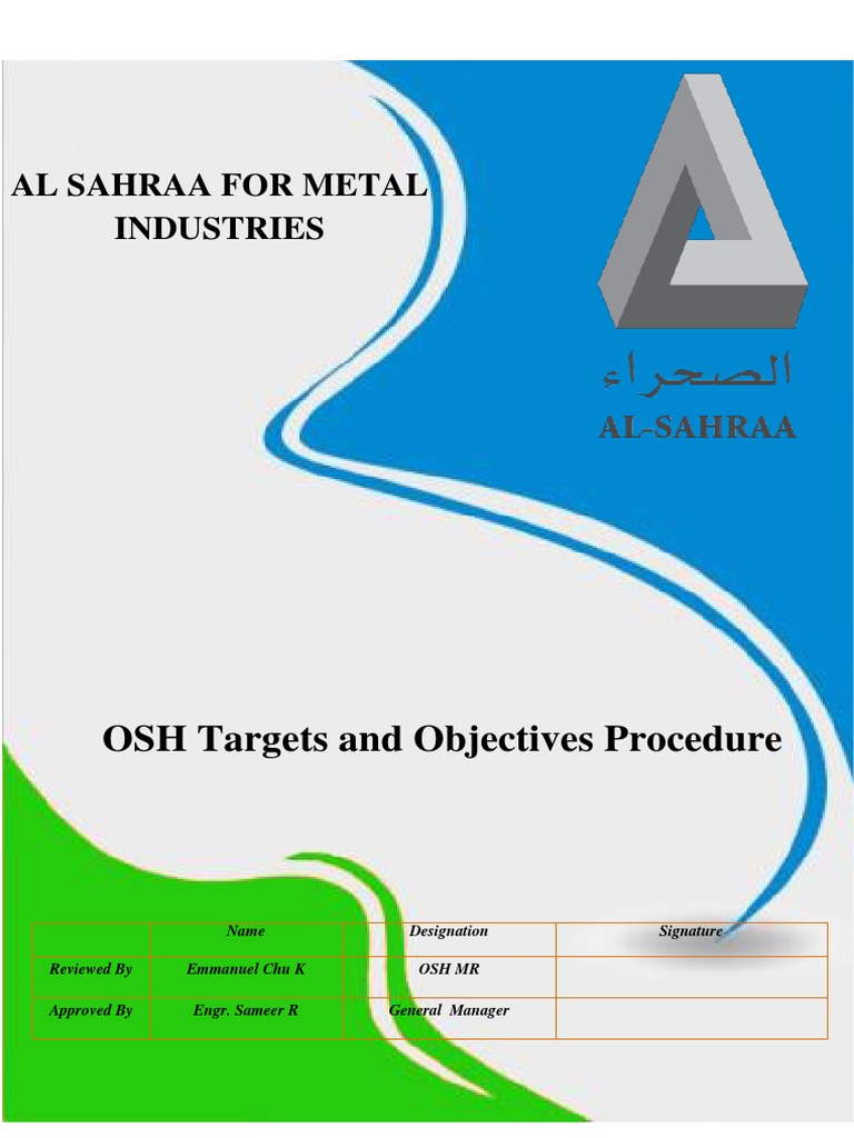 OSH Targets & Objectives Procedure | PDF | Occupational Safety And ...