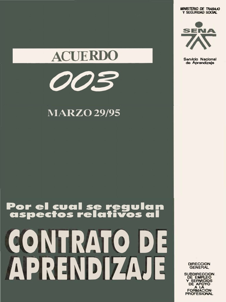 Acuerdo No. 003 (Marzo 29 de 1995) Por El Cual Se Regulan Aspectos Relativos Al Contrato de ...
