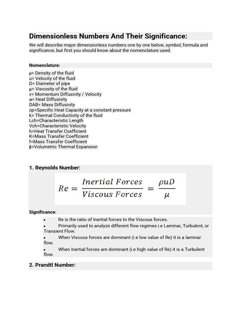 Dimensionless Numbers and Their Significance | PDF | Boundary Layer | Heat Transfer