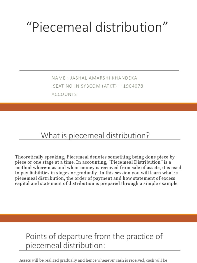 Understanding Piecemeal Distribution in Accounting | PDF | Law
