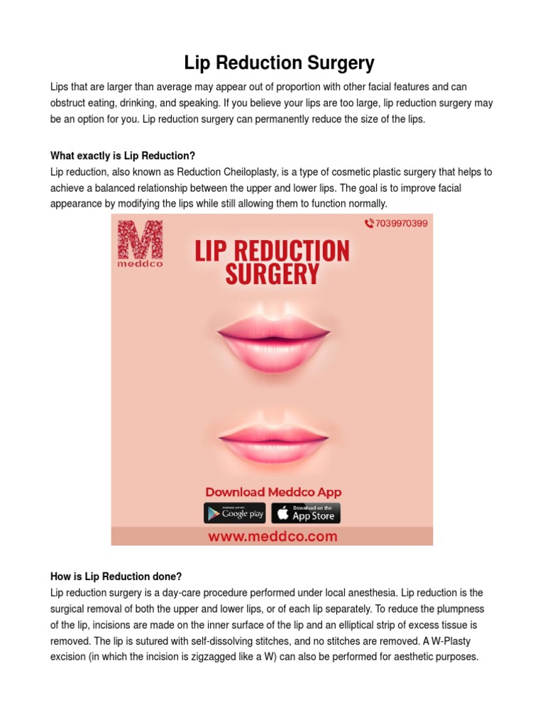 Lip Reduction | PDF | Surgery | Surgical Suture