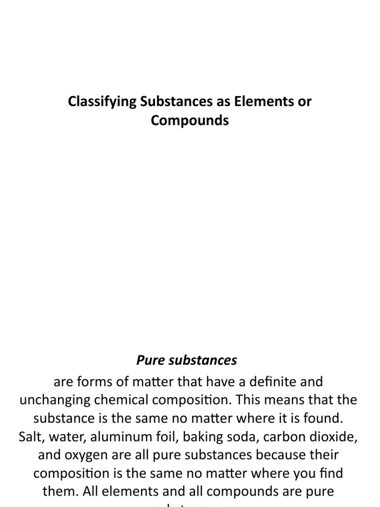 Classifying Substances As Elements or Compounds | PDF