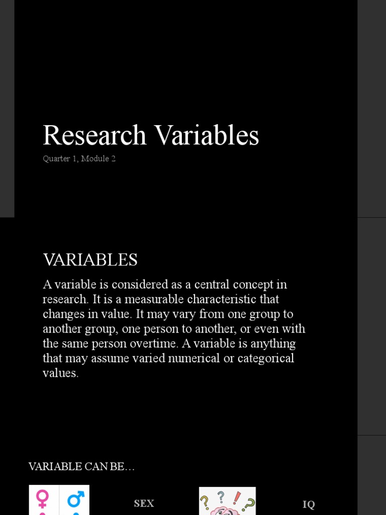 PR2 Q1W2L2 - PPT - Research Variables | PDF | Dependent And Independent Variables | Random Variable