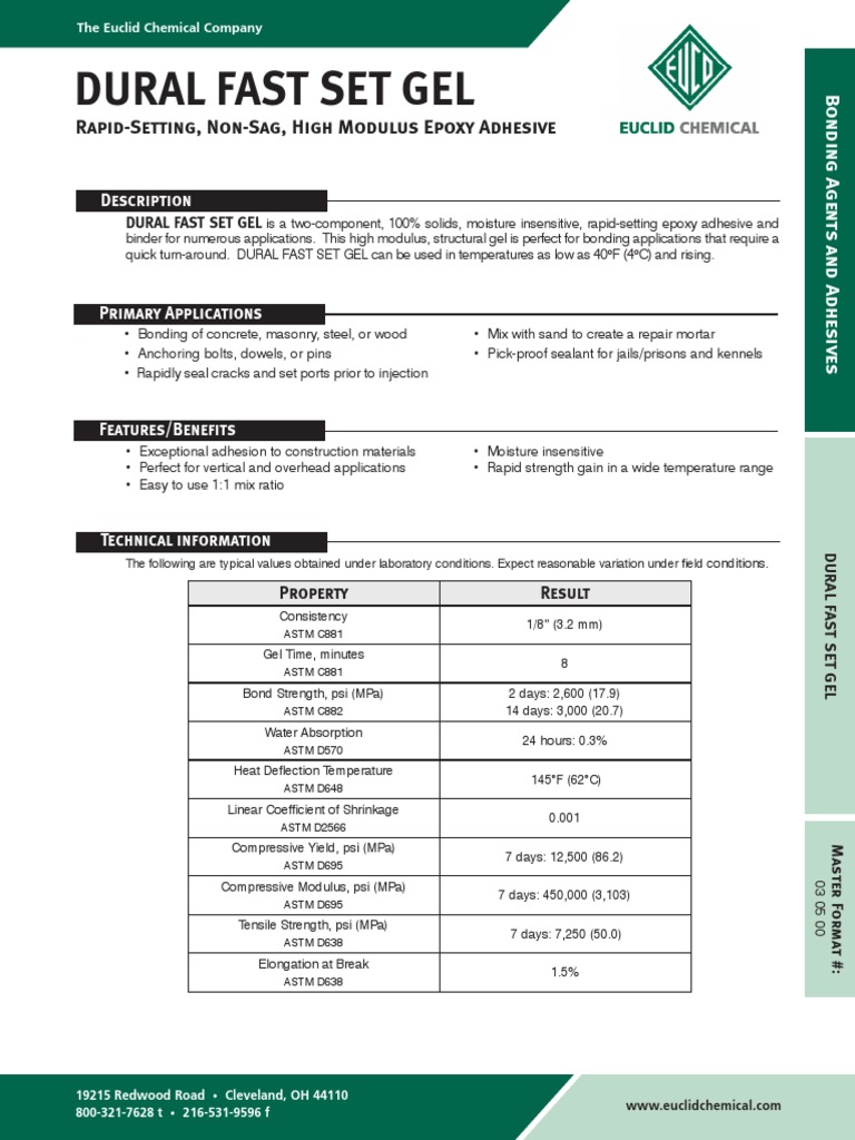 DURAL FAST SET GEL Epoxy Adhesive | PDF | Concrete | Epoxy