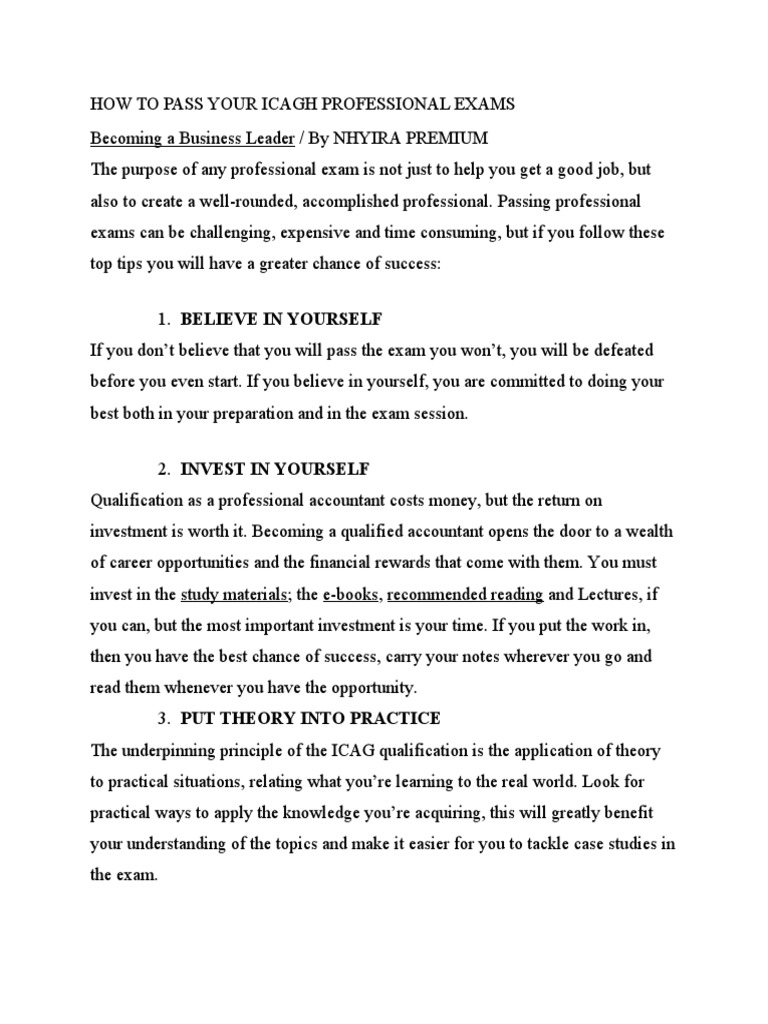 Tips to Pass ICAGH Exams Successfully | PDF | Behavior Modification ...