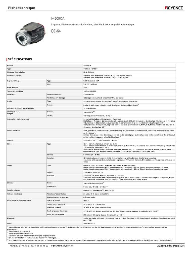 IV-500CA Datasheet | PDF | Imagerie