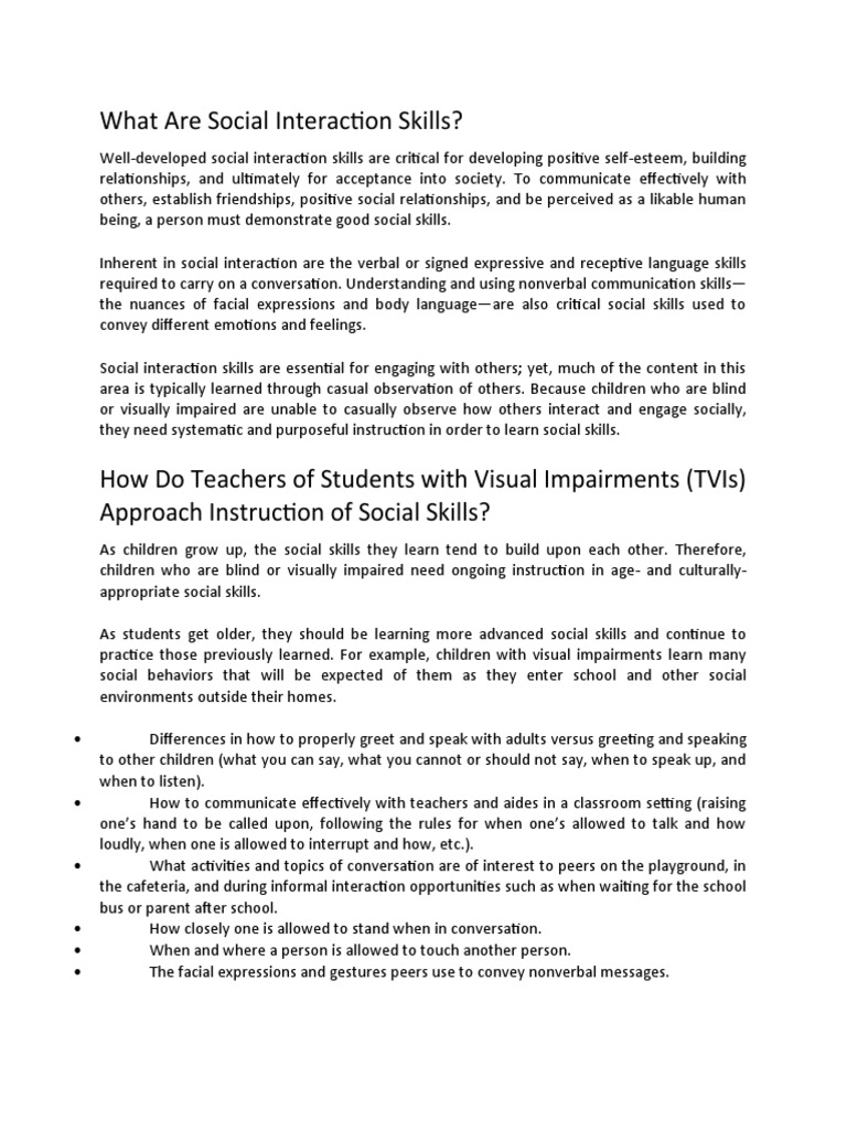 Developing Social Interaction Skills | PDF | Social Skills | Teachers