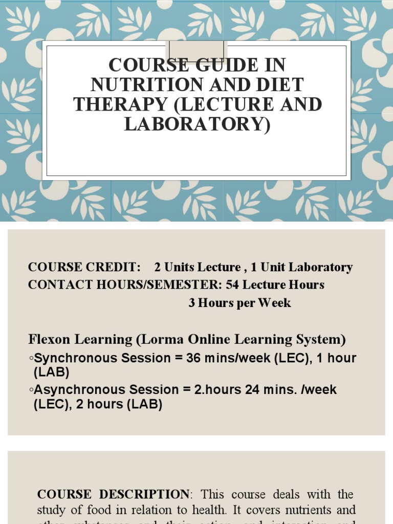 Course Guide in Nutrition and Diet Therapy (Lecture and Laboratory ...