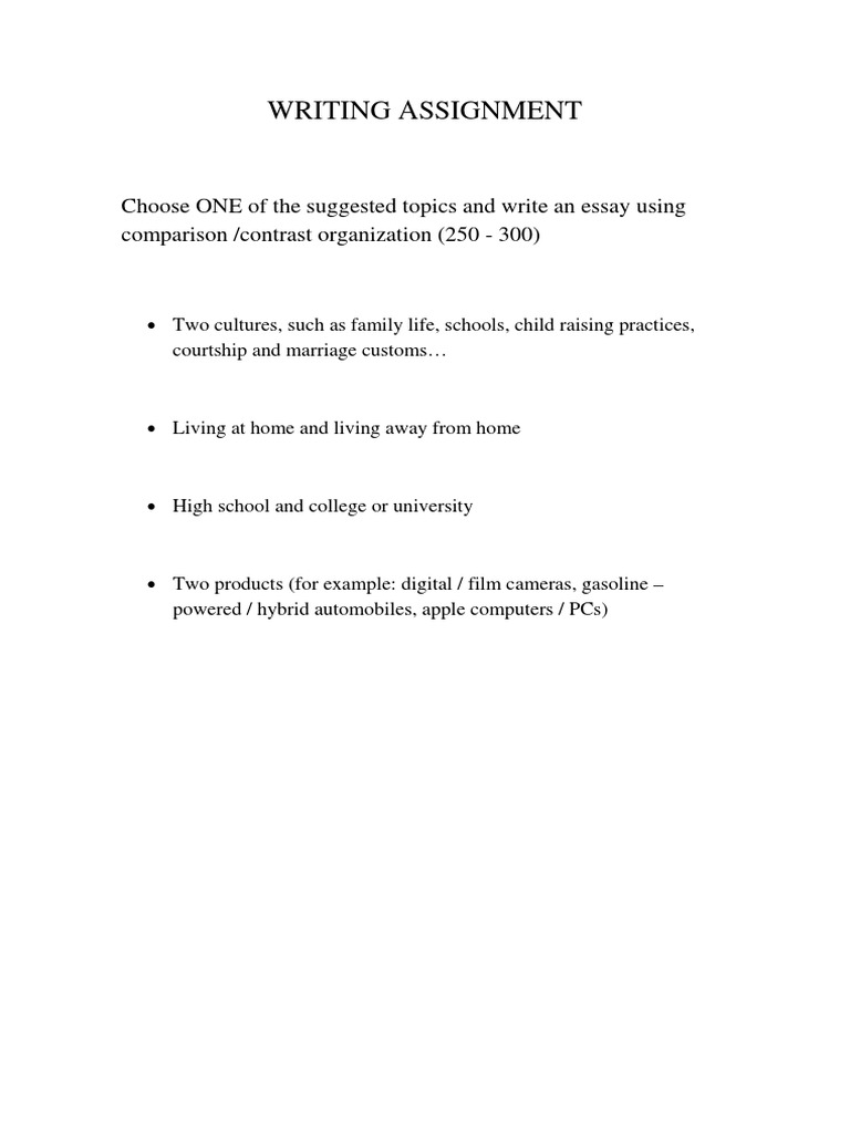 Writing Task. Contrast - Comparative Essay | PDF