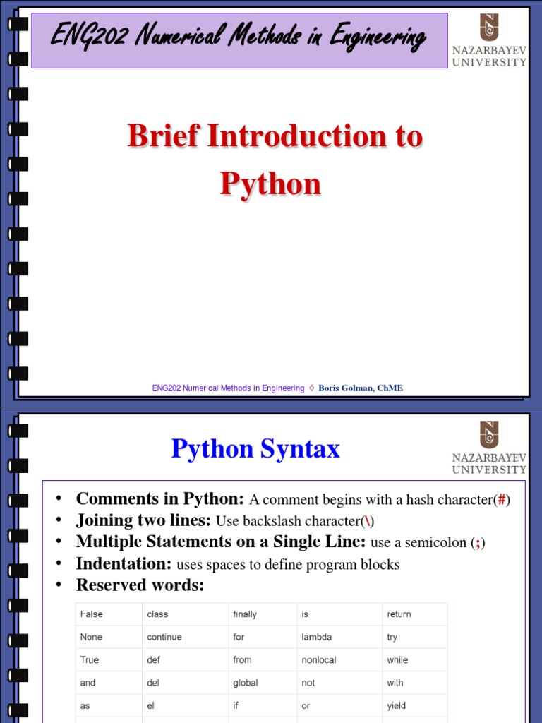 ENG202 Python Intro | PDF | Control Flow | Python (Programming Language)