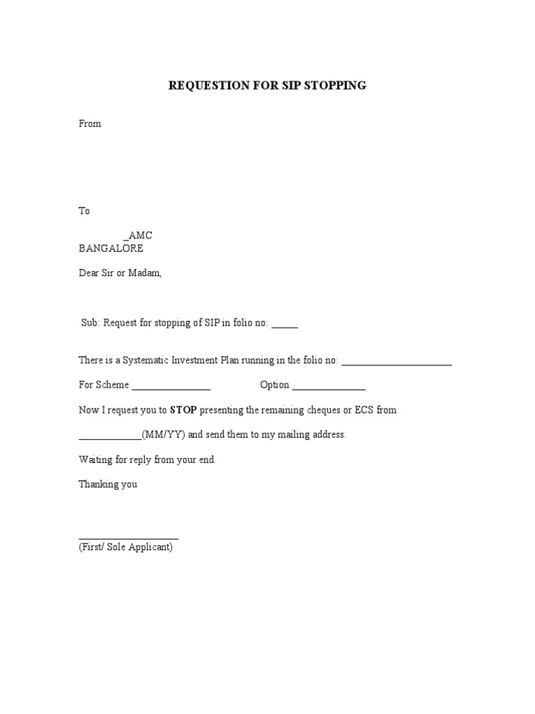 SIP Stop Form | PDF