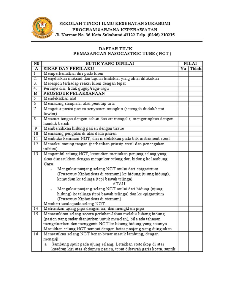 Daftar Tilik NGT | PDF